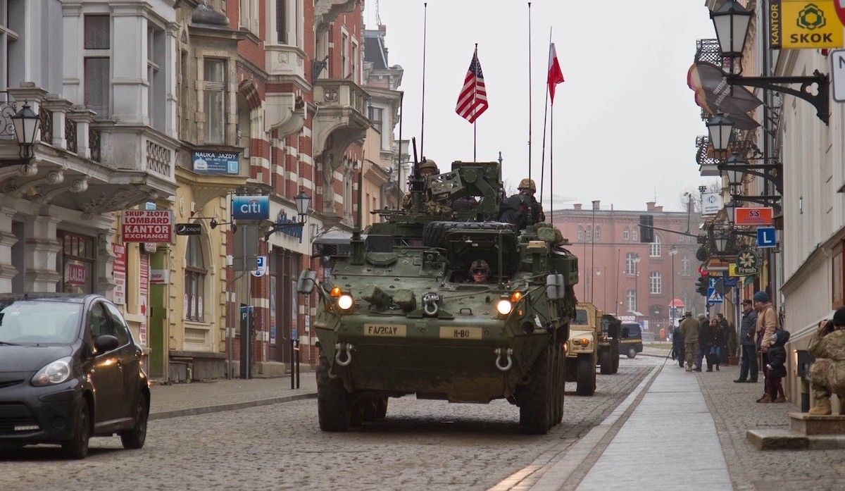 American Stryker APC’s in Torun. Stopover on their Way to Lithuania.